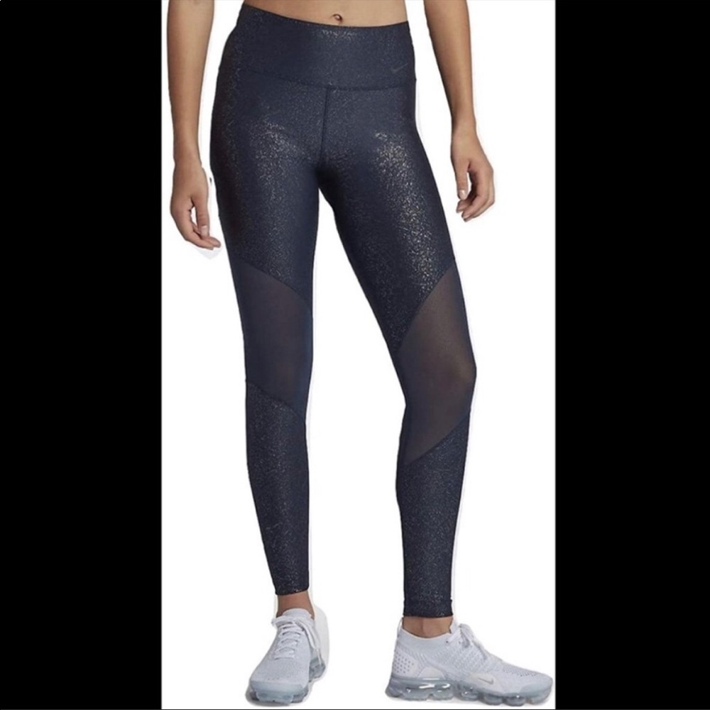 Nike Power Victory Tight Fit Leggings Sparkle Mesh Si… - Gem
